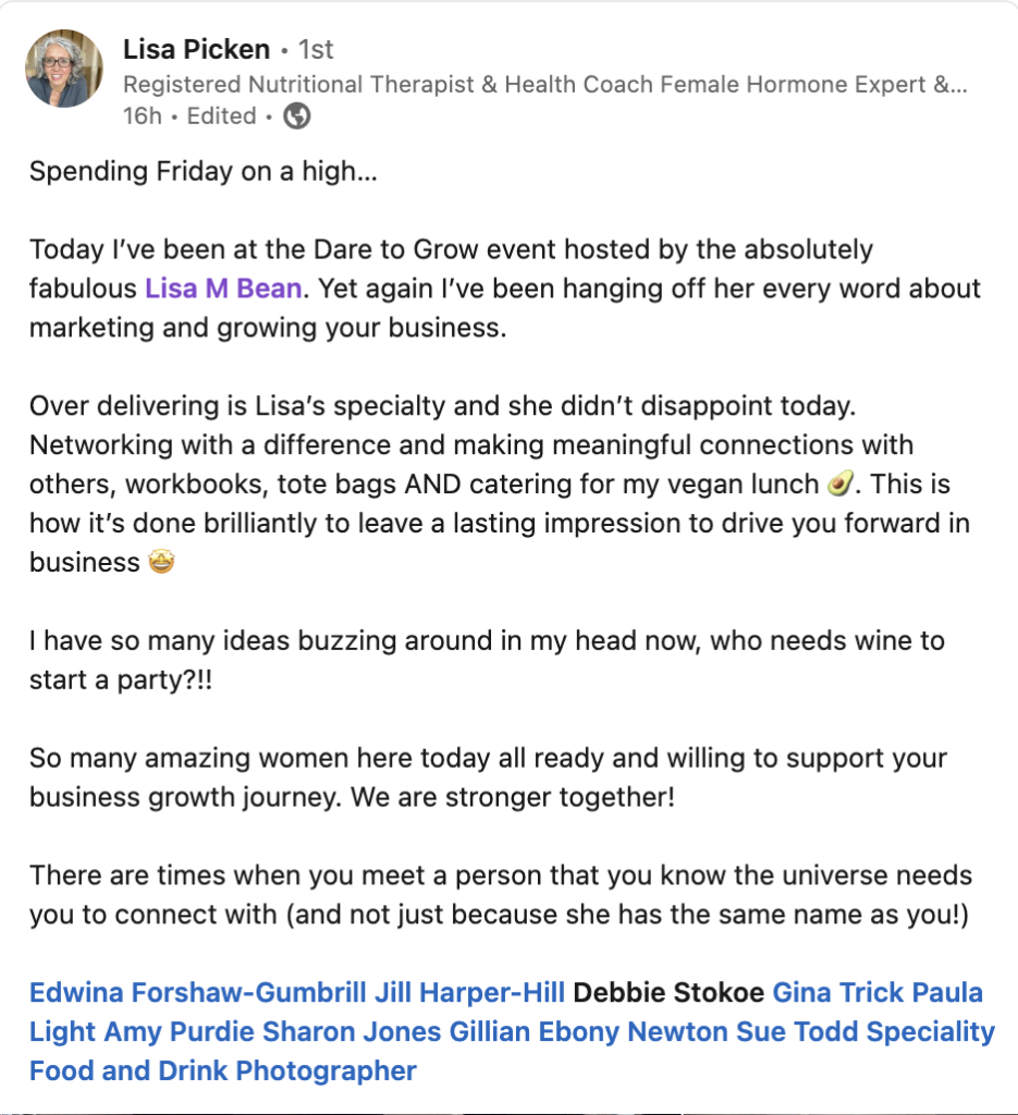 DARETOGROW / Live Networking Events - Lisa Bean